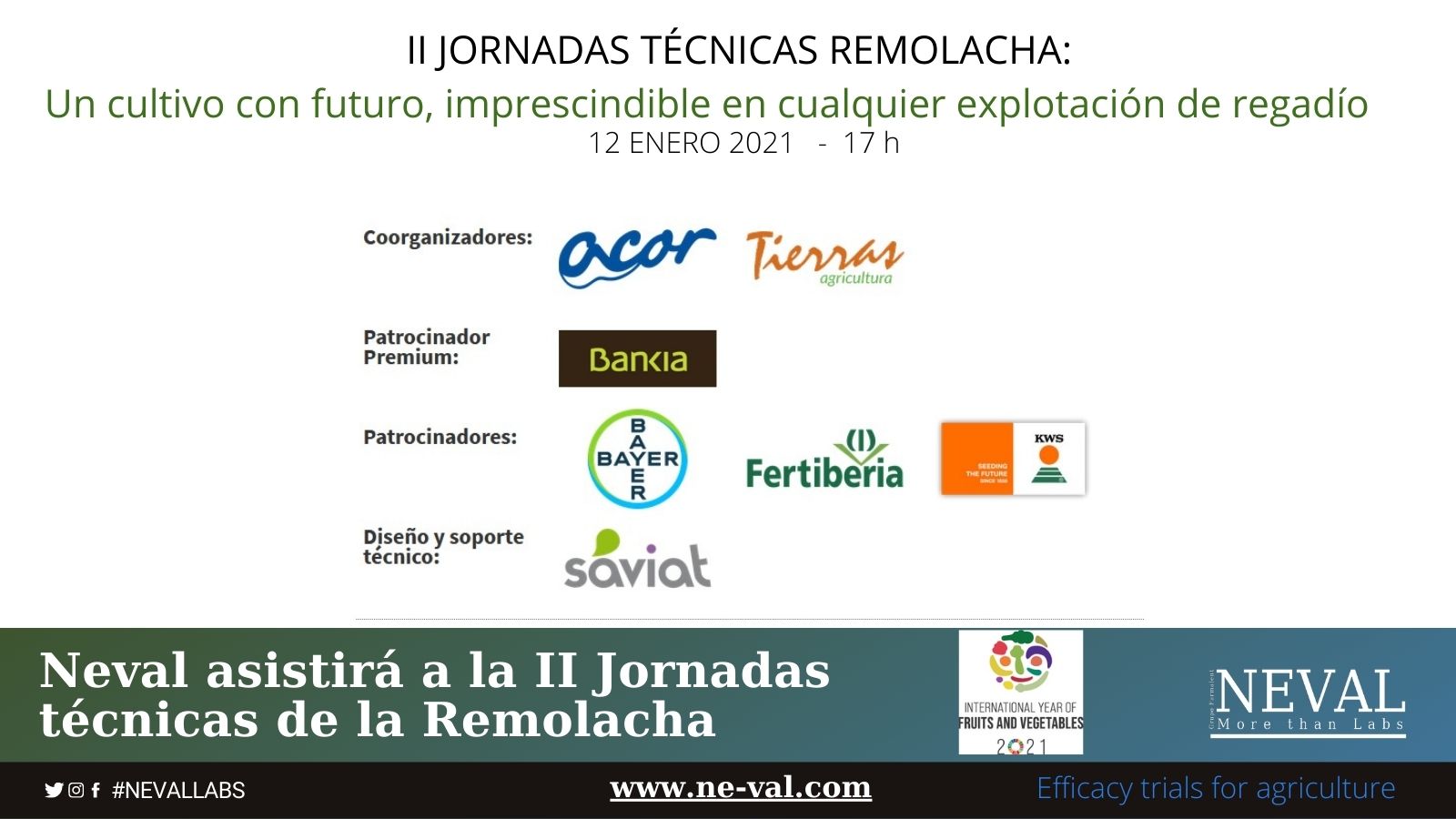 II Jornada Técnica Remolacha 2021. Webinar - NEVAL. Ensayos de Eficacia